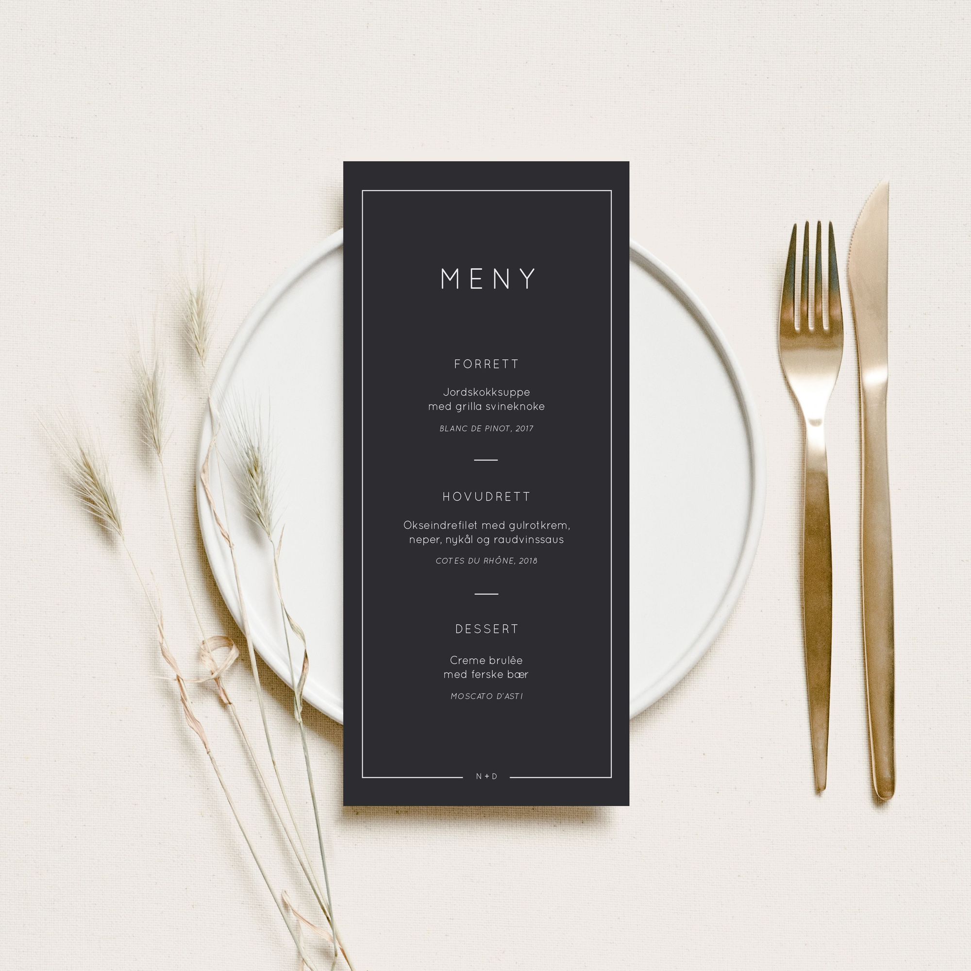 Bryllaup meny - malar