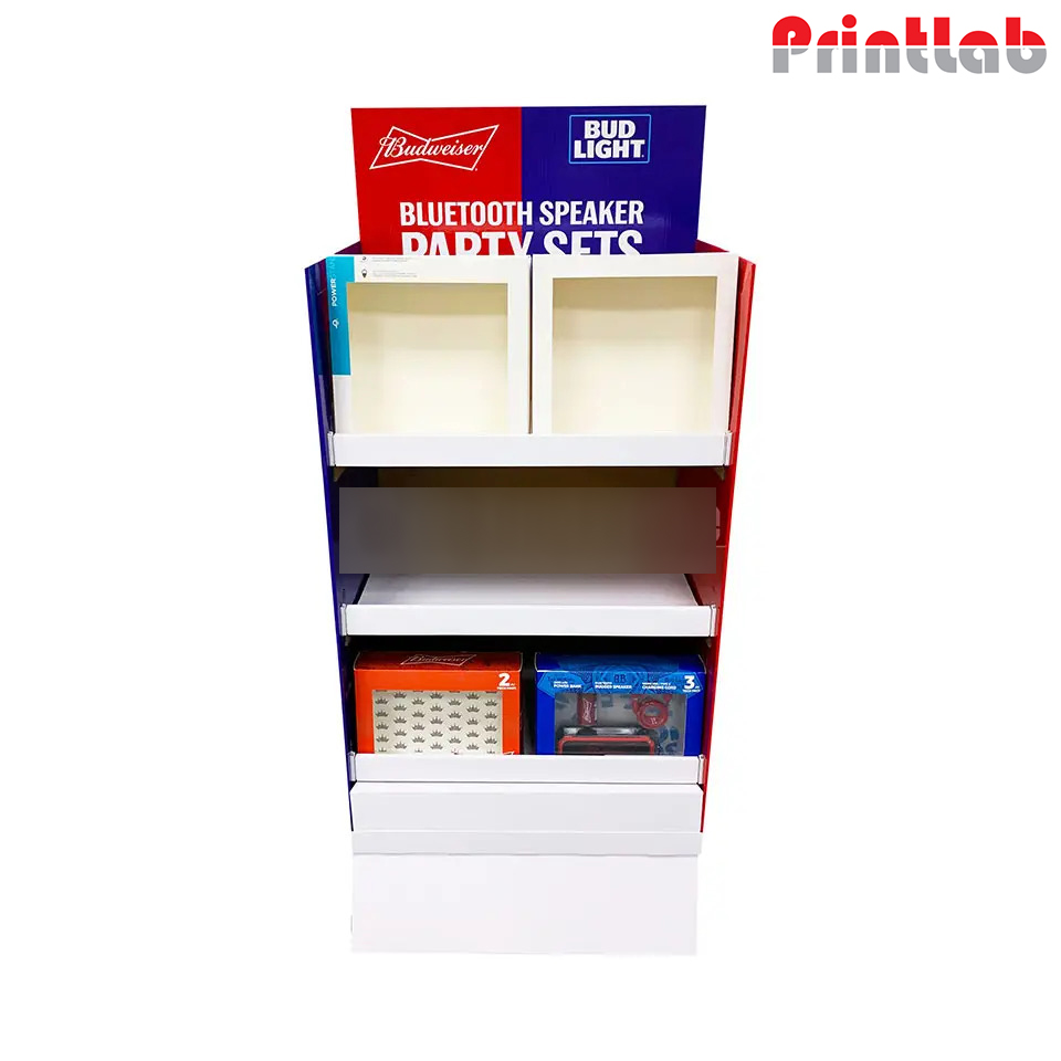 High-Impact Cardboard Corrugated POS Display Shelf for Retail Promotions